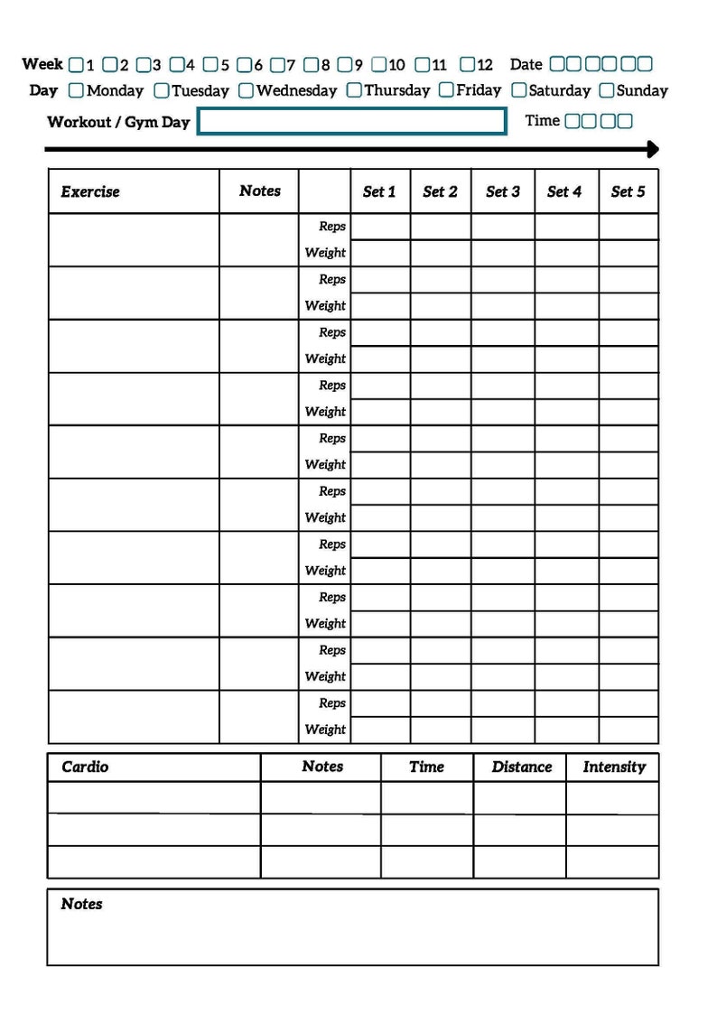 My Training Tracker | Digital Downloadable 12 Week Gym Tracker ...