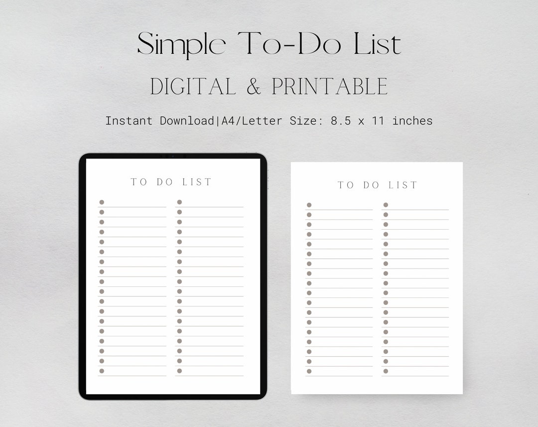 Daily To-do List, Digital & Printable, Simple To-do List Template ...