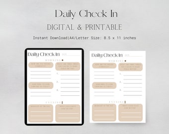 Minimalist Daily Check-in Template - Digital Download - Etsy