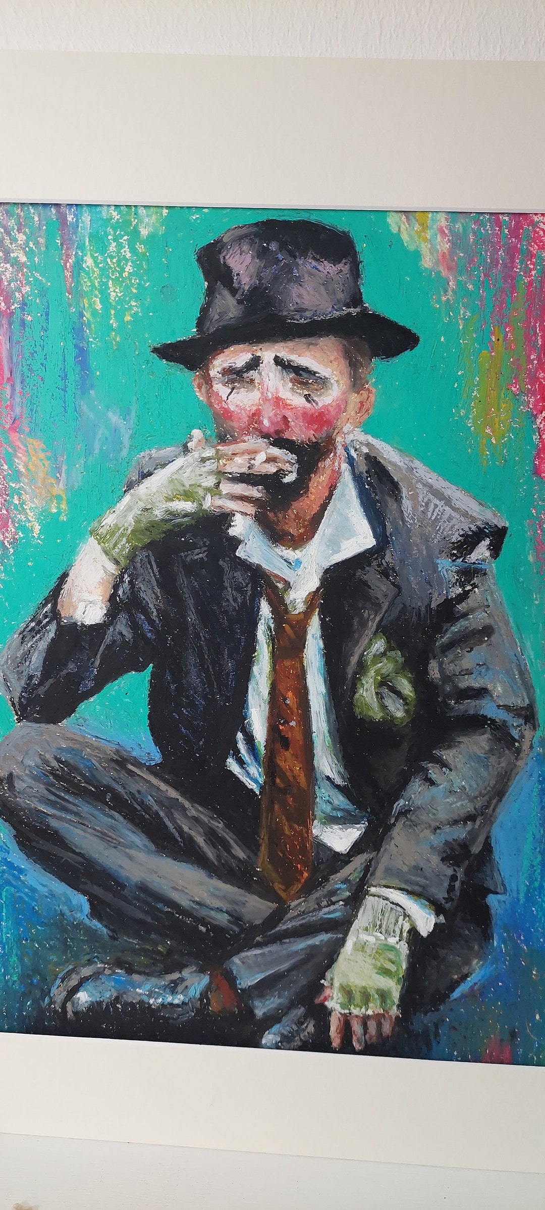Oil Pastel Drawing,pastel Art,sad Clown - Etsy