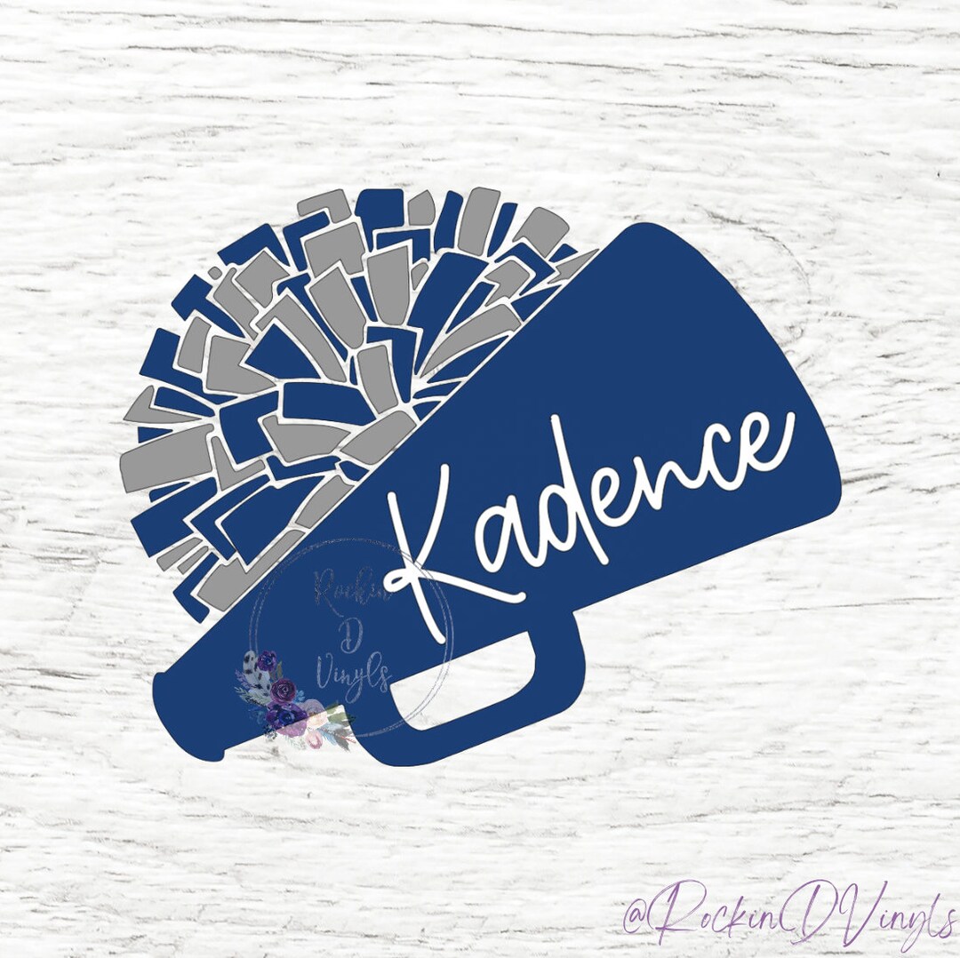 Customizable | Cheerleader Decal | Pom Pom | Megaphone | Name Decal ...