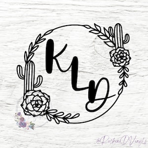 Cactus Floral Name Decal | Boho Decal | Permanent Vinyl | Cup Decal ...