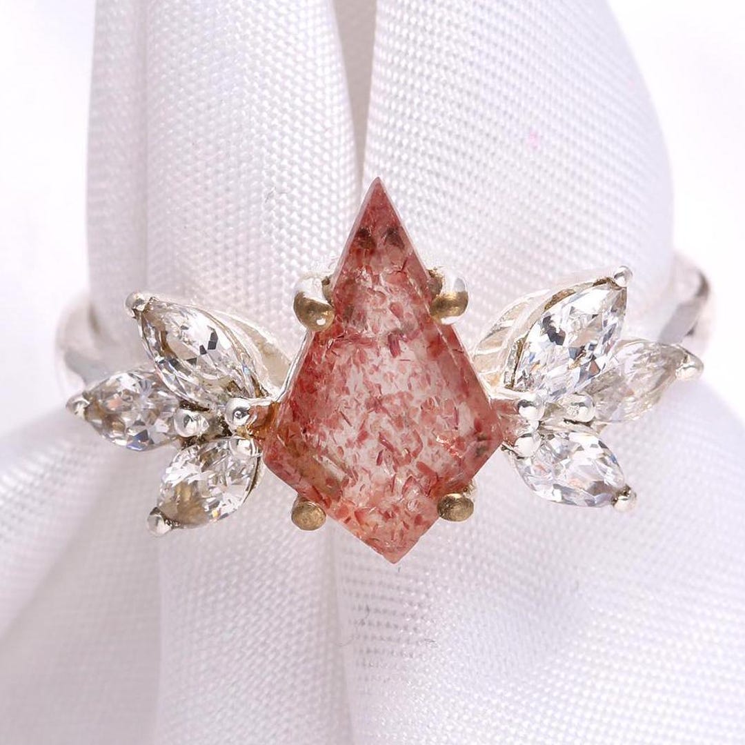 Kite Strawberry Quartz Ring, 925 Sterling Silver, Vintage Style - Etsy