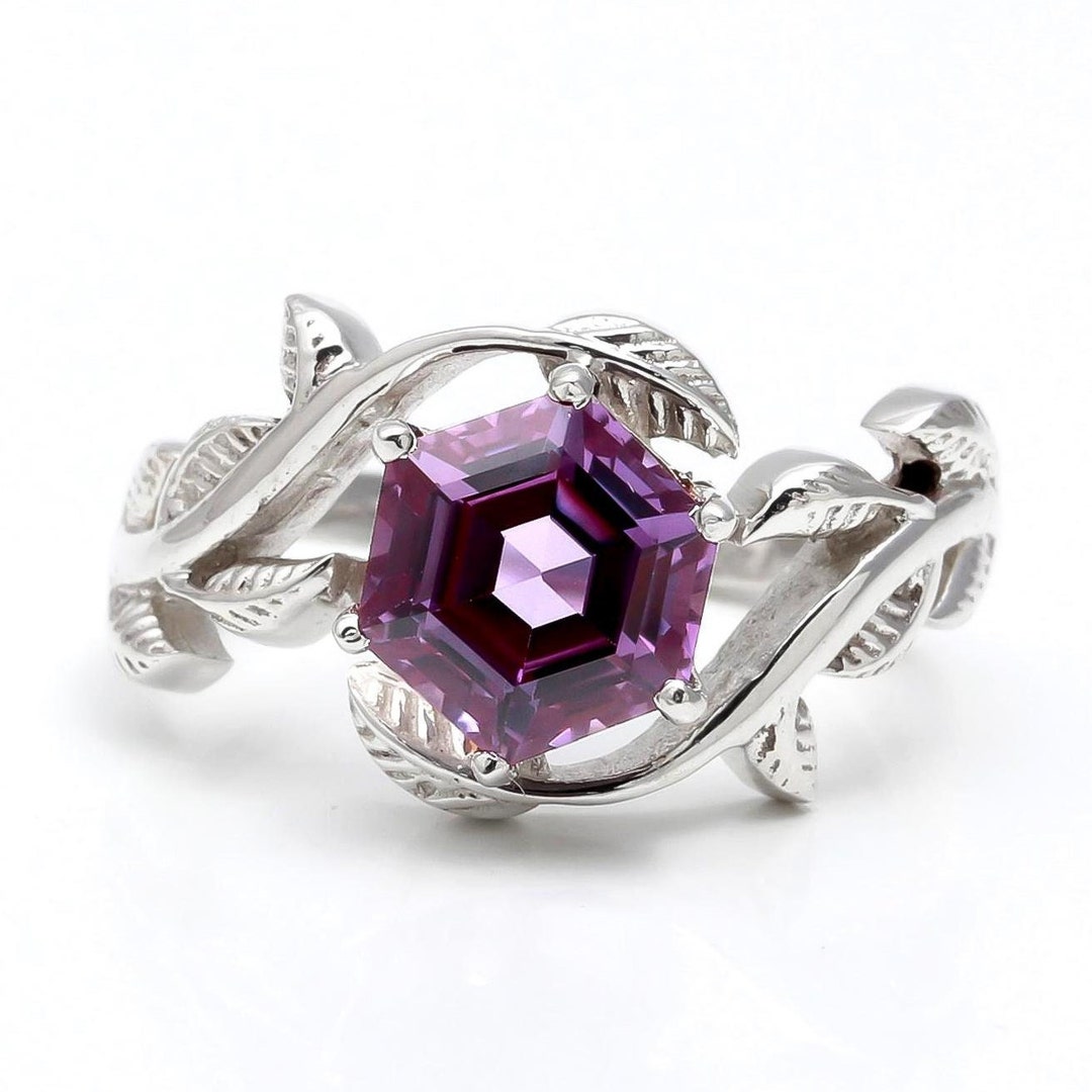 Color Changing Alexandrite Hexagon Shape Ring, 925 Sterling Silver ...