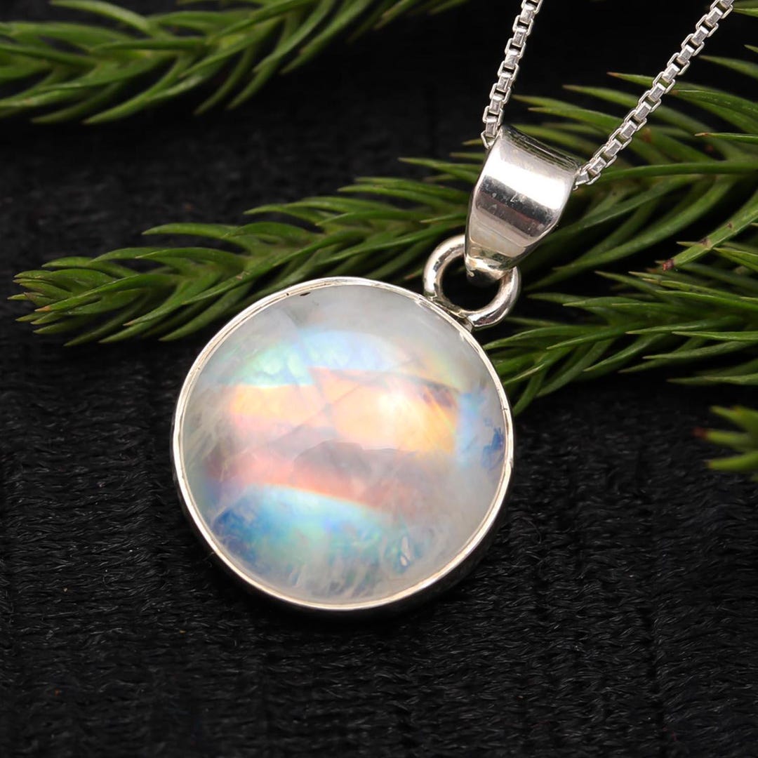 Natural Flashy Moonstone Round Chain Necklace, 925 Sterling Silver ...