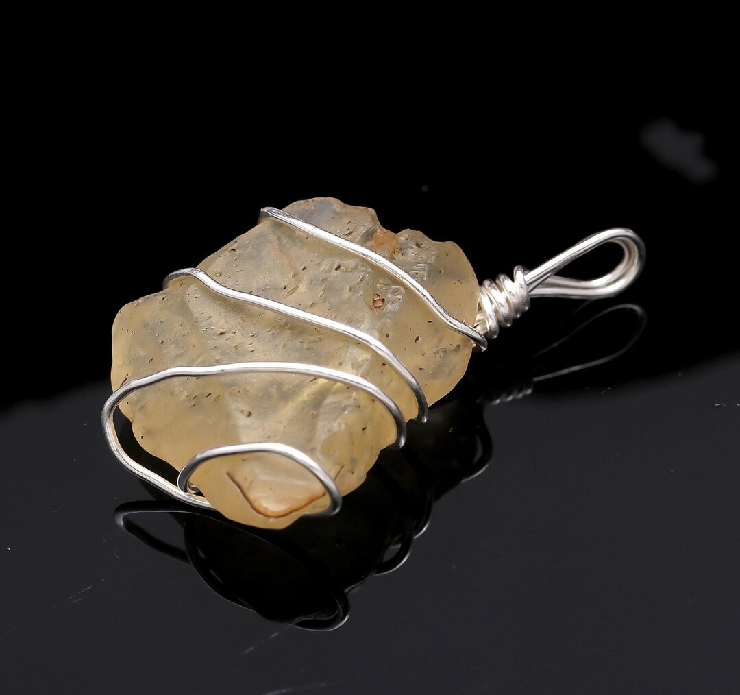 Natural Libyan Desert Glass Pendant: Handmade 925 Sterling Silver ...