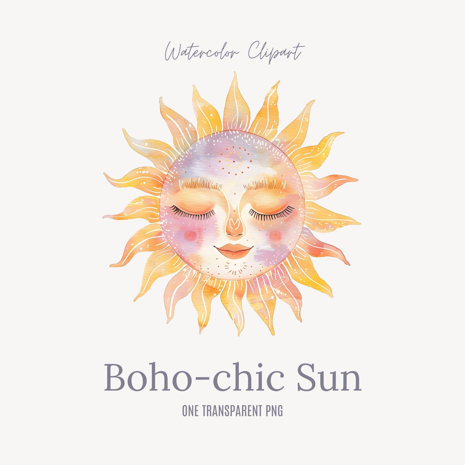 Boho Pastel Sunny Calm - Watercolor PNG Clipart - Etsy