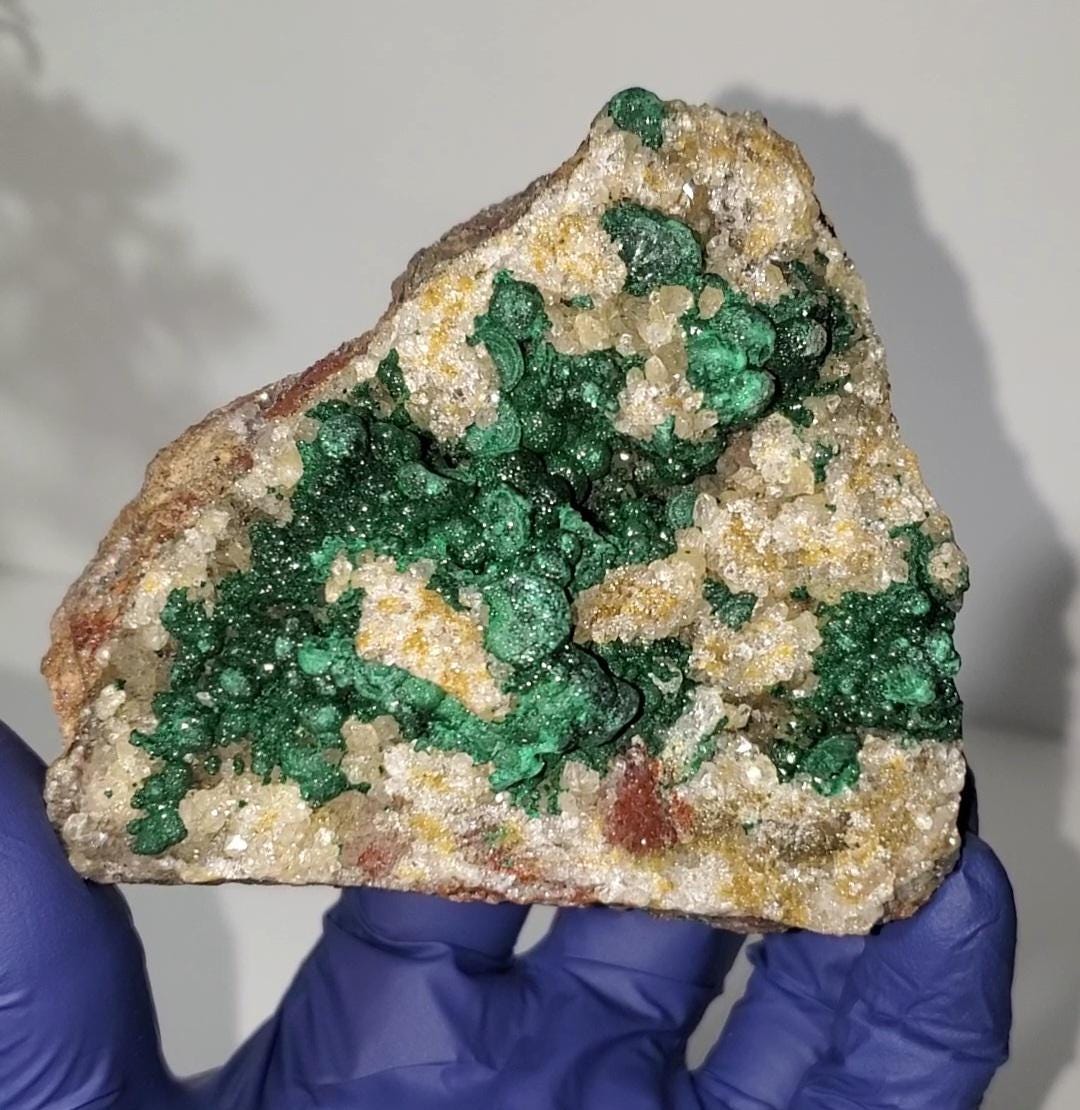 Druzy Botryoidal Sparkling Malachite on Quartz Matrix 348g - Etsy