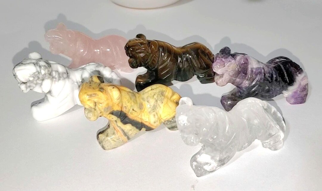 Crystal Tiger Sculpture ,crystal Healing Pocket Palm Carving 1pc - Etsy