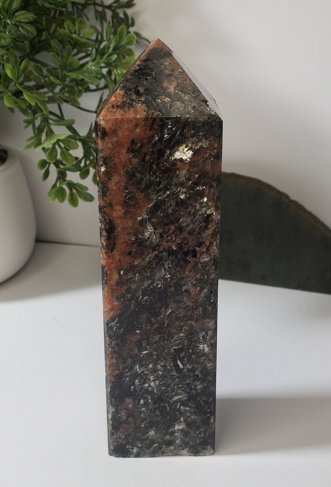 Sun Stone With Mica & Black Tourmaline Tower 412g (6" Tall) - Etsy