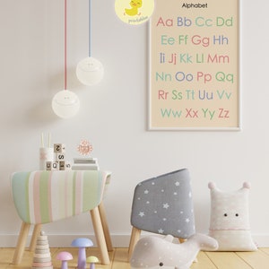 PASTEL Alphabet Poster Education Learning | Alphabet Chart for ...