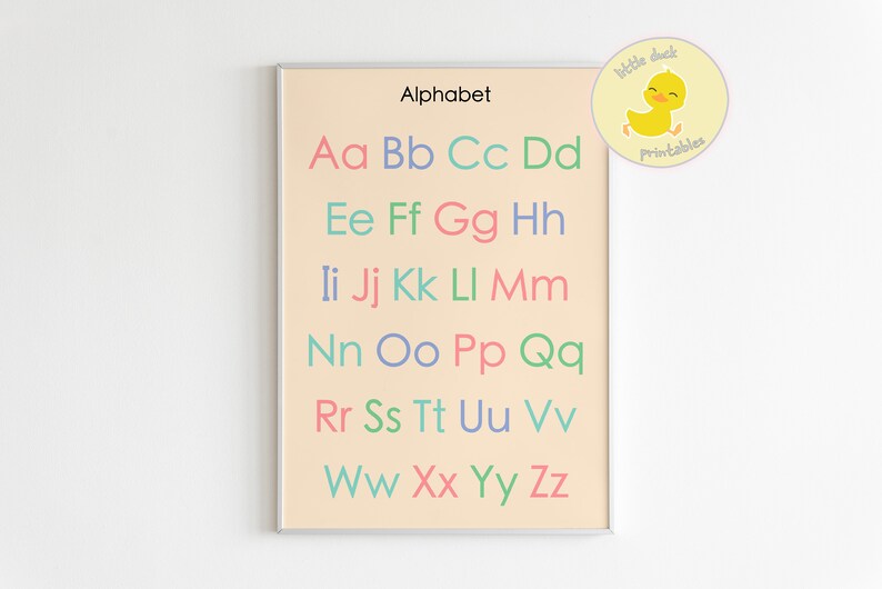 PASTEL Alphabet Poster Education Learning | Alphabet Chart for ...