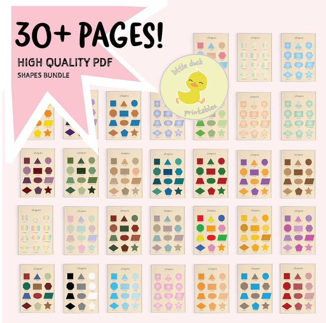 Shapes Learning Chart Bundle | Printable Art, Digital Download ...
