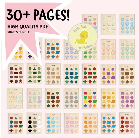 Shapes Learning Chart Bundle Printable Art Digital - Etsy