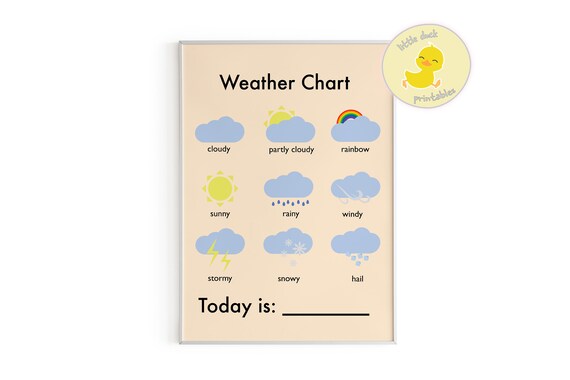 Weather Chart Printable Digital Download Teachers Prints - Etsy