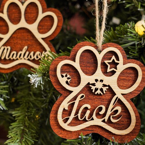 Personalized Pet Dog Paw Print Ornament Personalized Gift - Etsy