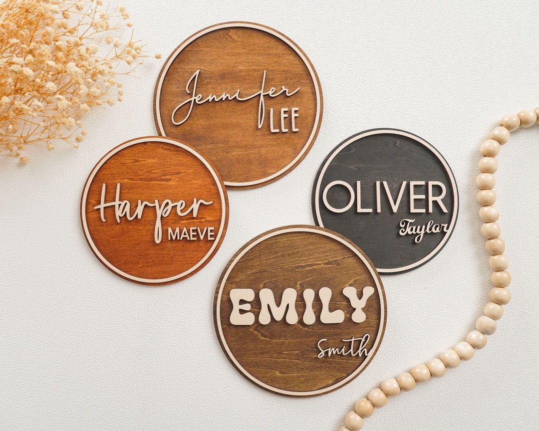 Baby Custom Name Sign, Baby Shower Gift, Baby Hospital Sign, Round Baby ...