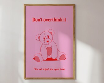 Retro Cute Heart Wall Print Trendy Poster Pink and Red Love - Etsy