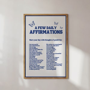 Daily Affirmations Wall Print, Positive Poster, Retro Wall Decor ...