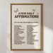 Daily Affirmations Wall Print, Positive Poster, Retro Wall Decor ...