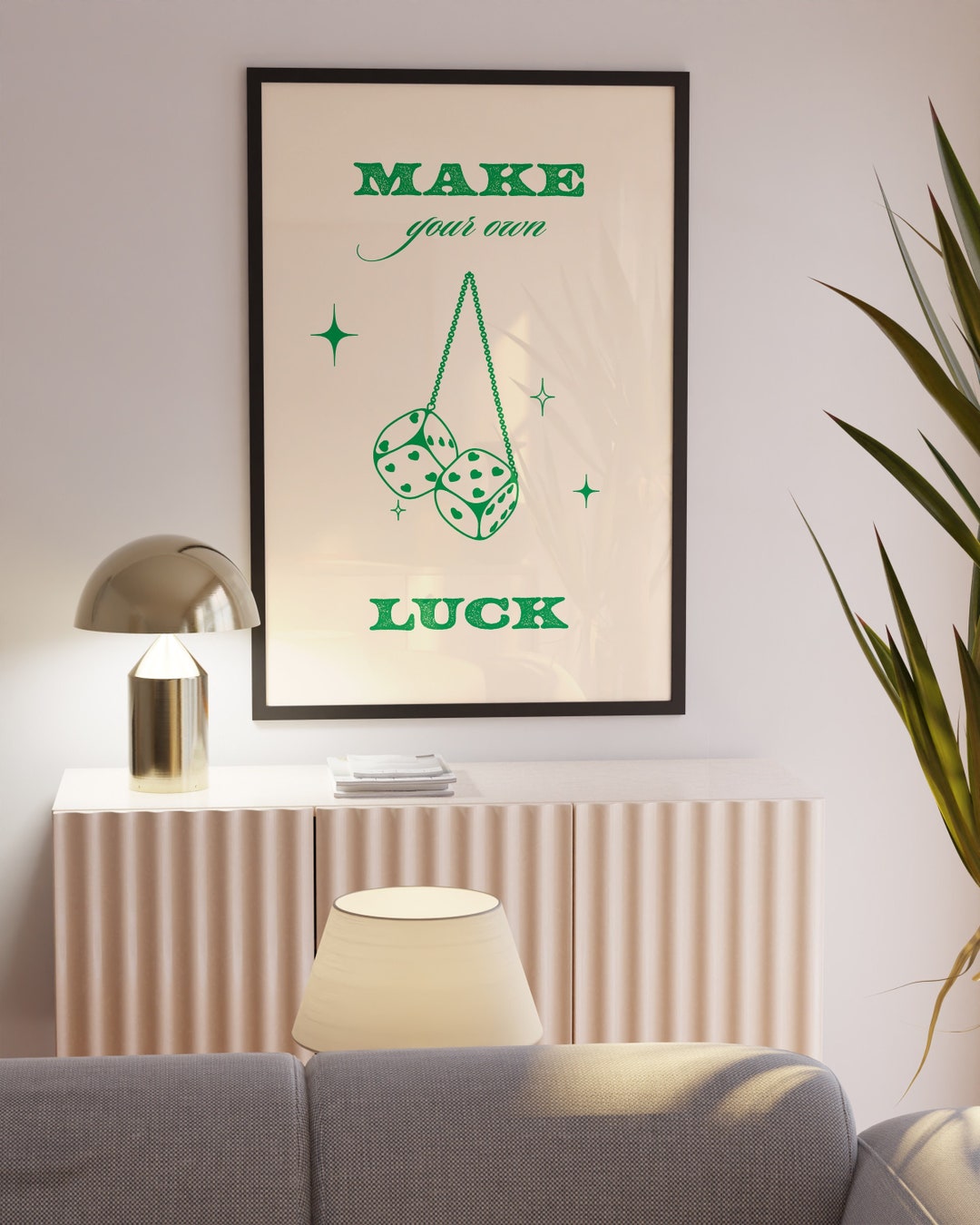 Make Your Own Luck Trendy Wall Print, Retro Wall Art, Green Preppy Room ...