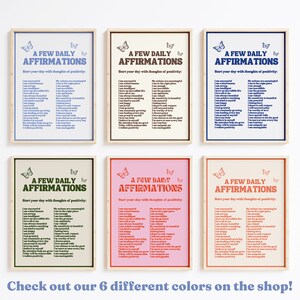 Daily Affirmations Wall Print, Positive Poster, Retro Wall Decor ...