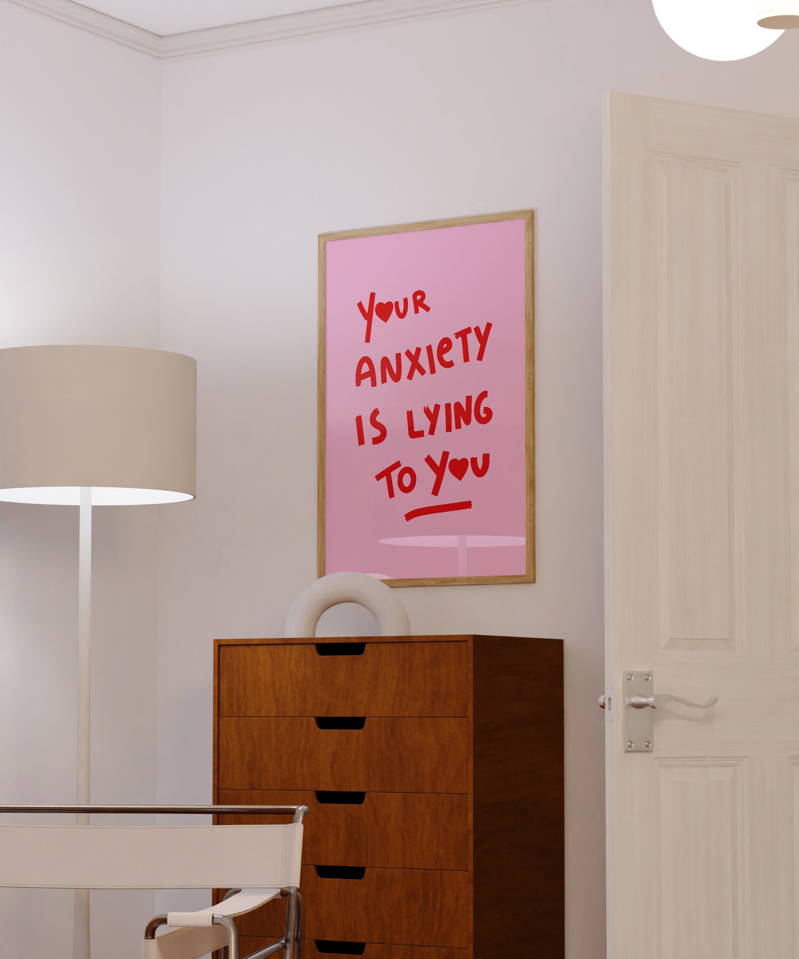 Your Anxiety is Lying to You Pink and Red Poster, Daily Gratitude Print ...