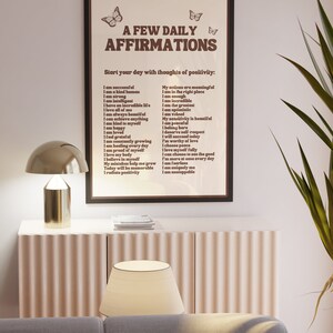 Daily Affirmations Wall Print, Positive Poster, Retro Wall Decor ...