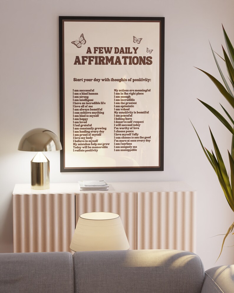 Daily Affirmations Wall Print Positive Poster Retro Wall - Etsy
