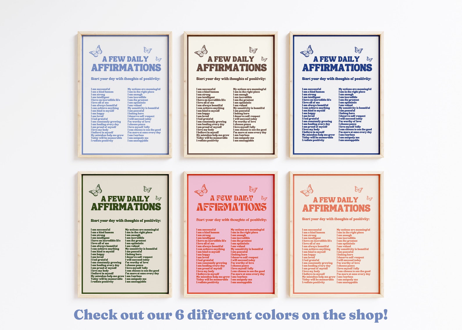 Daily Affirmations Pink Wall Print, Preppy Room Decor, Dorm Decor ...