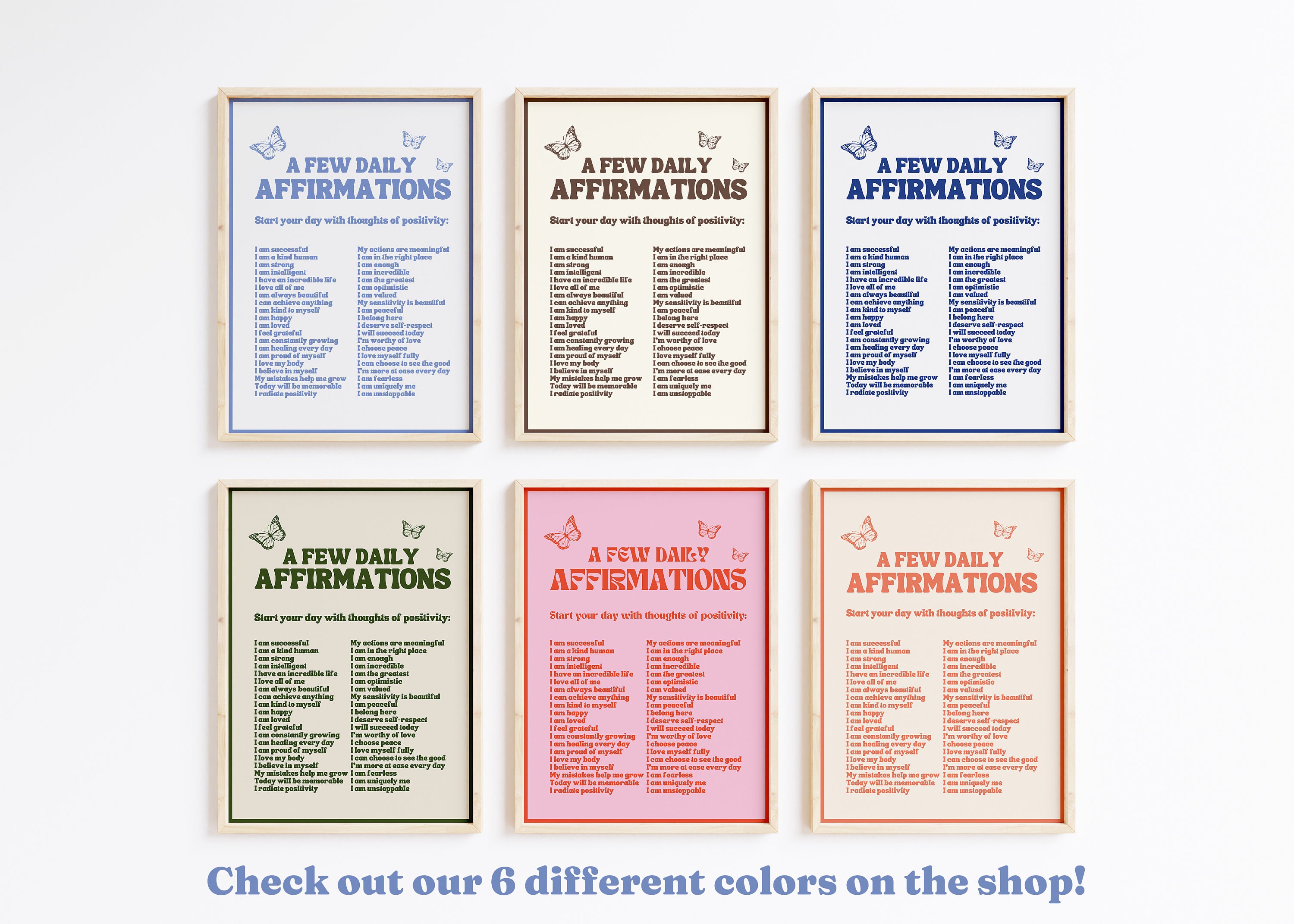 Daily Affirmations Pink Wall Print, Preppy Room Decor, Dorm Decor ...