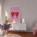 Retro Cute Heart Wall Print, Trendy Poster, Pink and Red Love Poster ...
