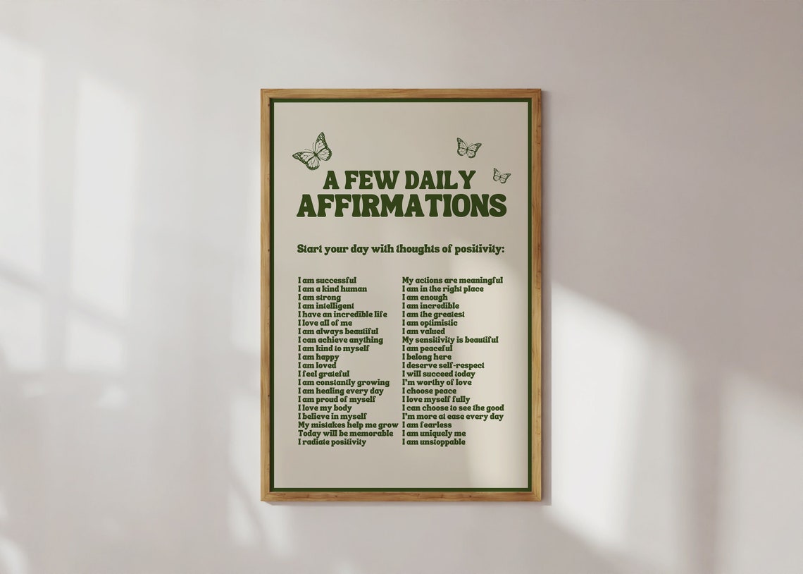 Daily Affirmations Wall Print Aesthetic Room Decor Daily - Etsy