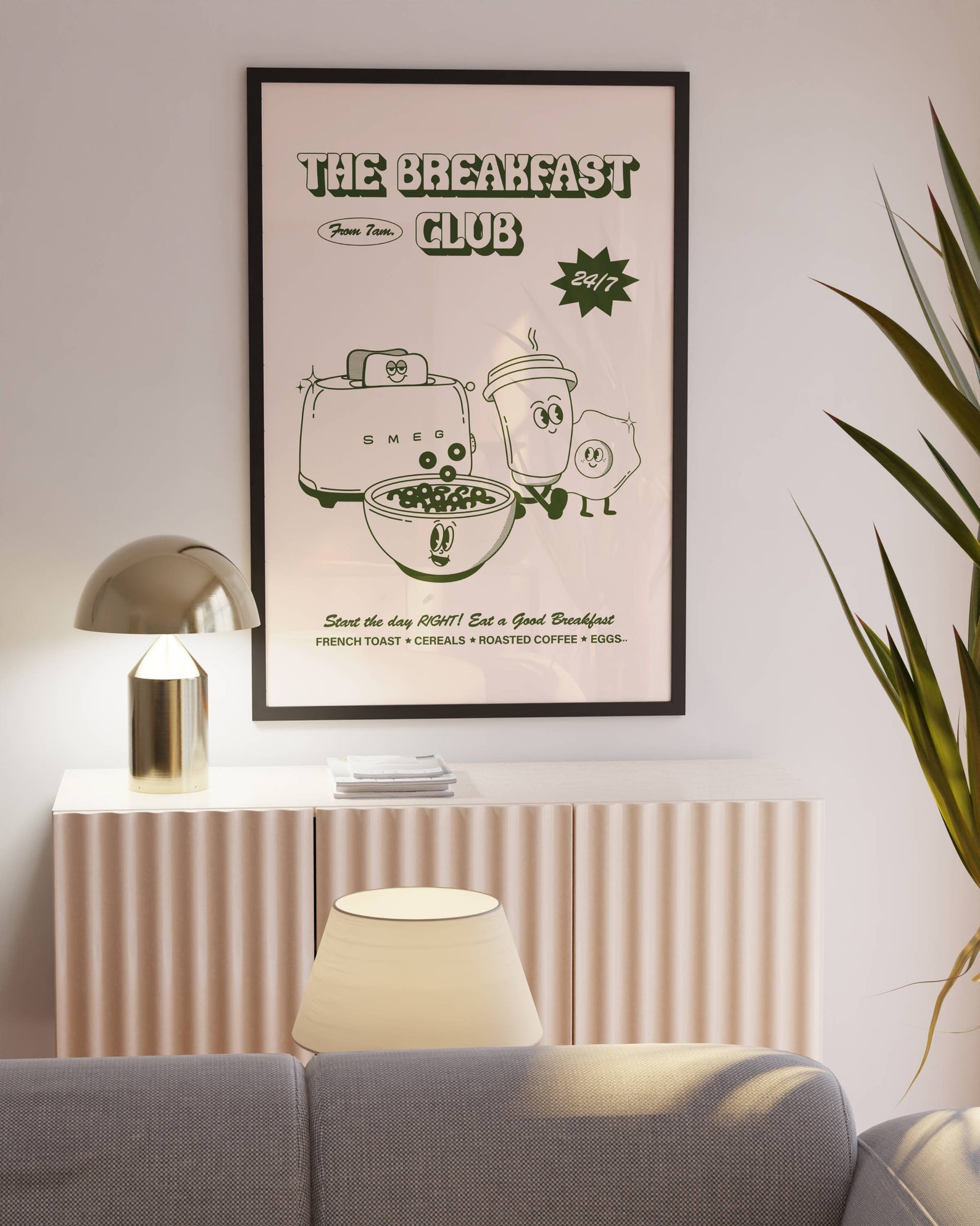 Retro Kitchen Wall Art Print, the Breakfast Club Characters Wall Print ...