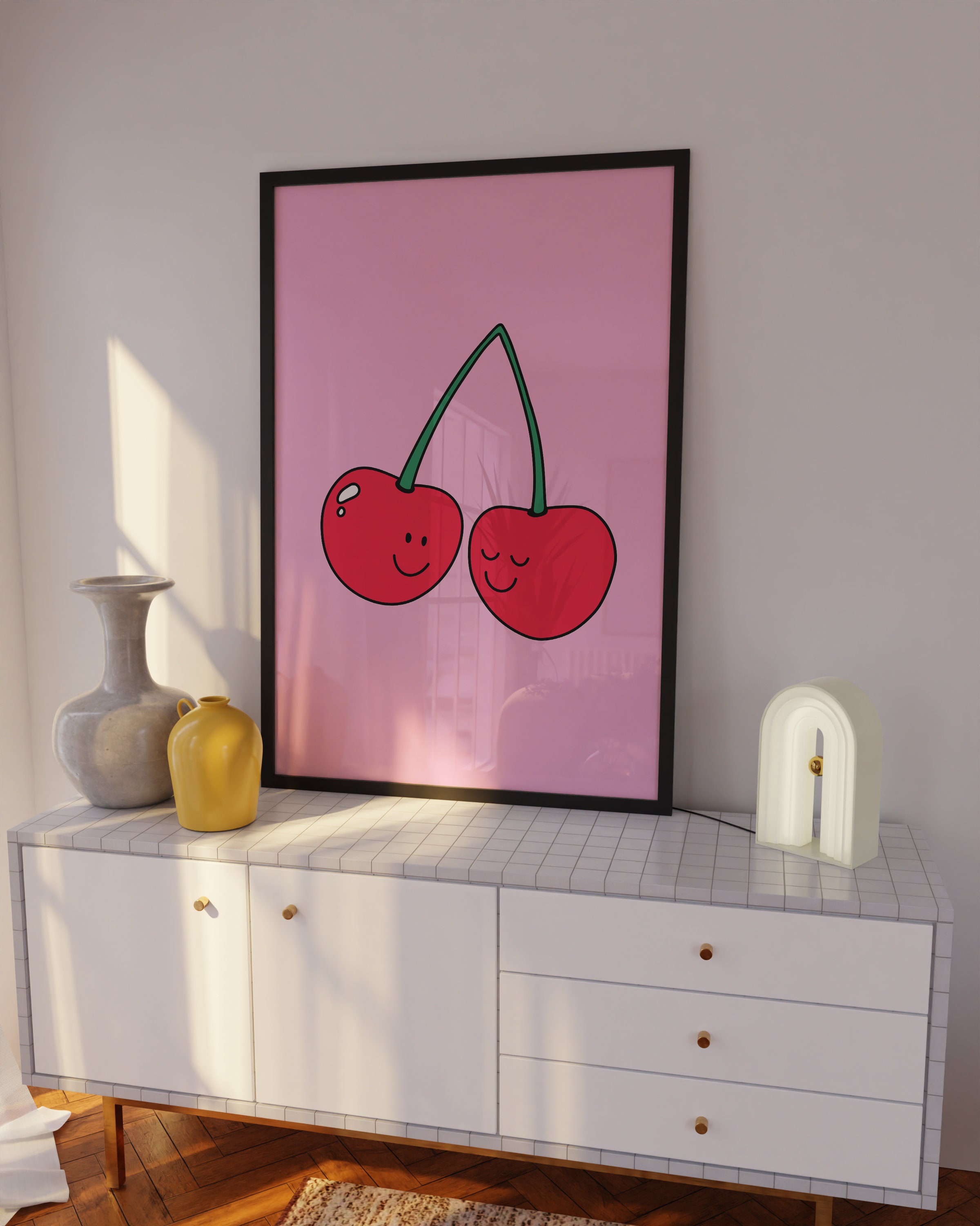 Wall Art Prints Trendy Cherry, Cute Cherries Print, Aesthetic Room ...