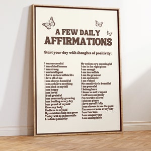 Daily Affirmations Wall Print, Positive Poster, Retro Wall Decor ...