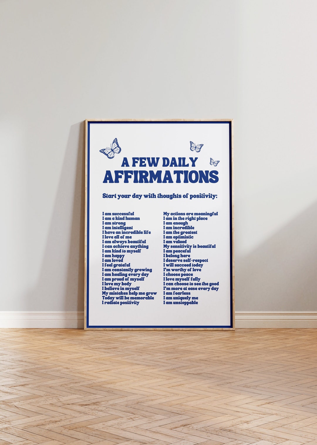 Daily Affirmations Wall Print, Positive Poster, Retro Wall Decor ...