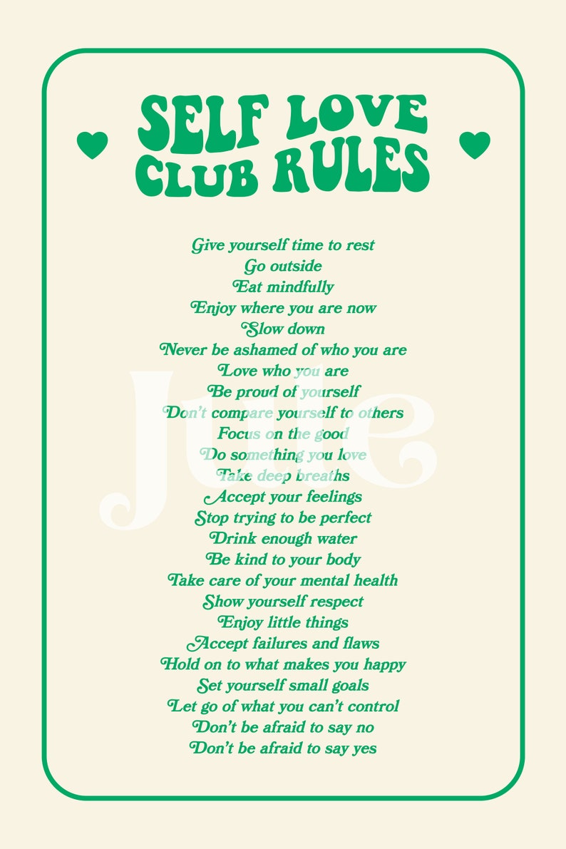 Self Love Club Digital Download, Green Daily Affirmations, Preppy Room ...