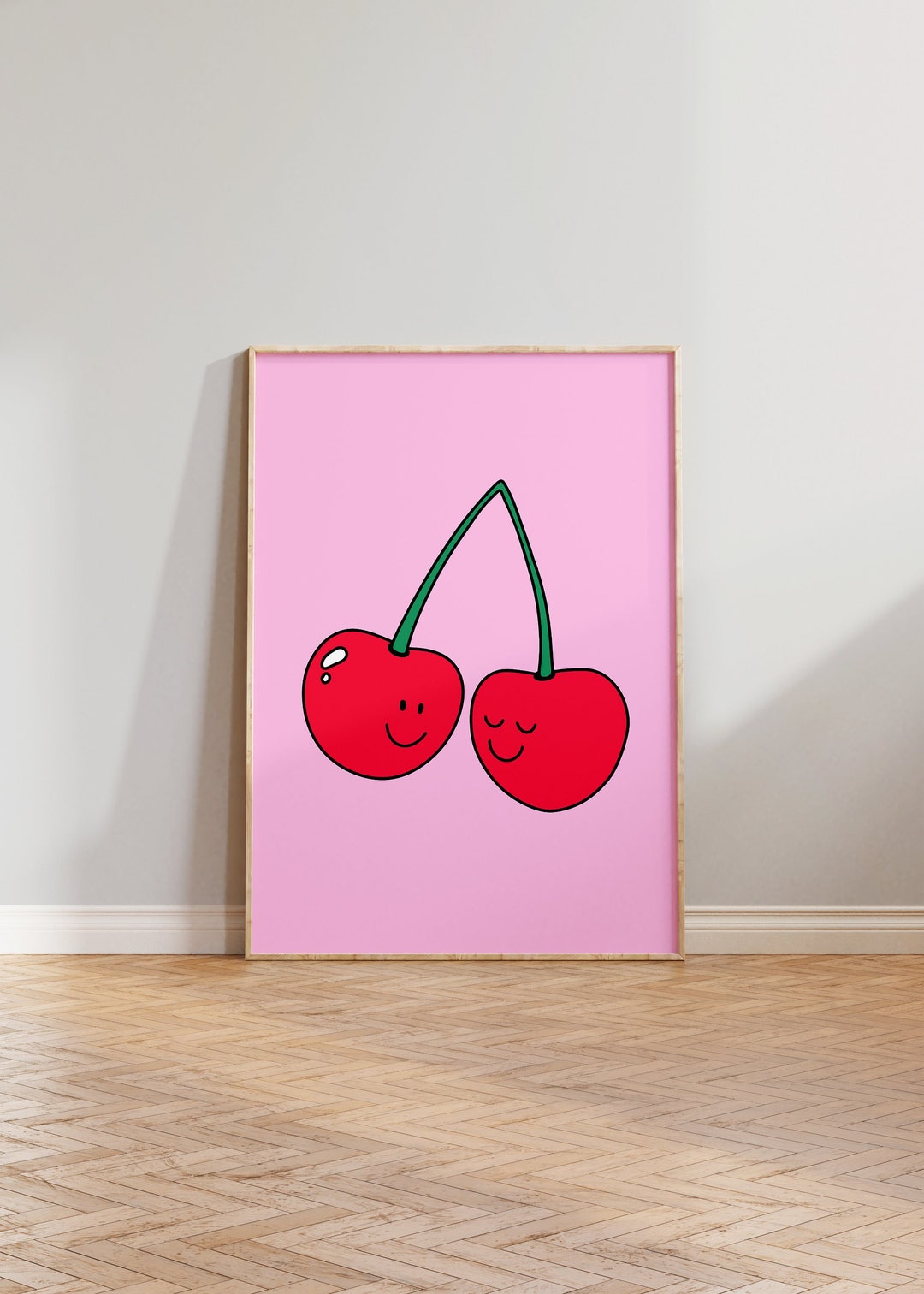 Wall Art Prints Trendy Cherry, Cute Cherries Print, Aesthetic Room ...