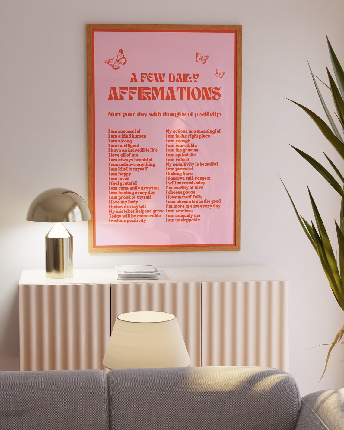Daily Affirmations Pink Wall Print Preppy Room Decor Dorm - Etsy