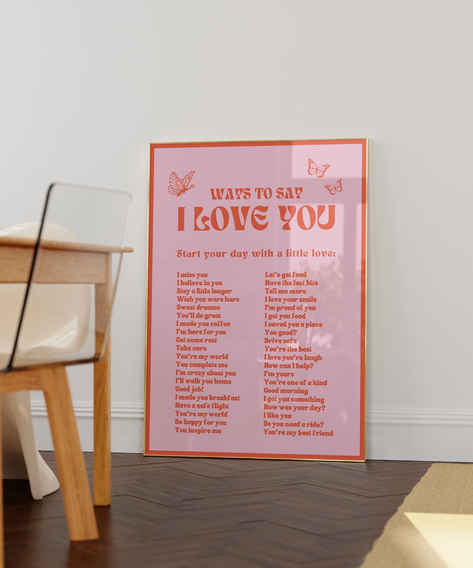 Ways to Say I Love You Trendy Posters Positivity Pink Wall - Etsy