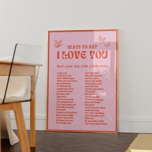 Ways to Say I Love You Print, Trendy Pink Aesthetic (digital Download ...