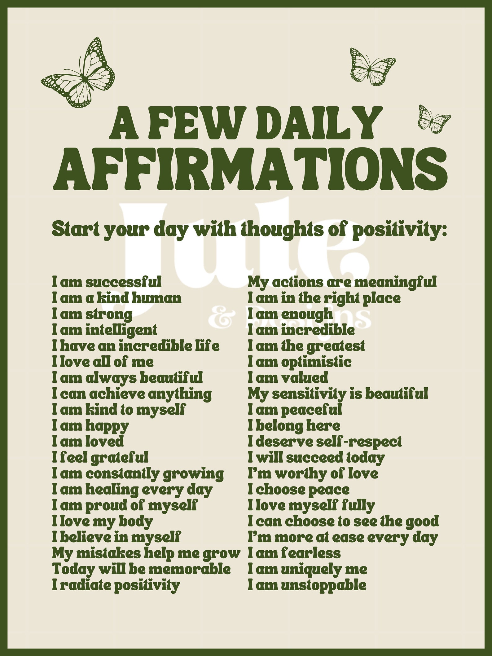 Daily Affirmations Wall Print Aesthetic Room Decor Daily - Etsy
