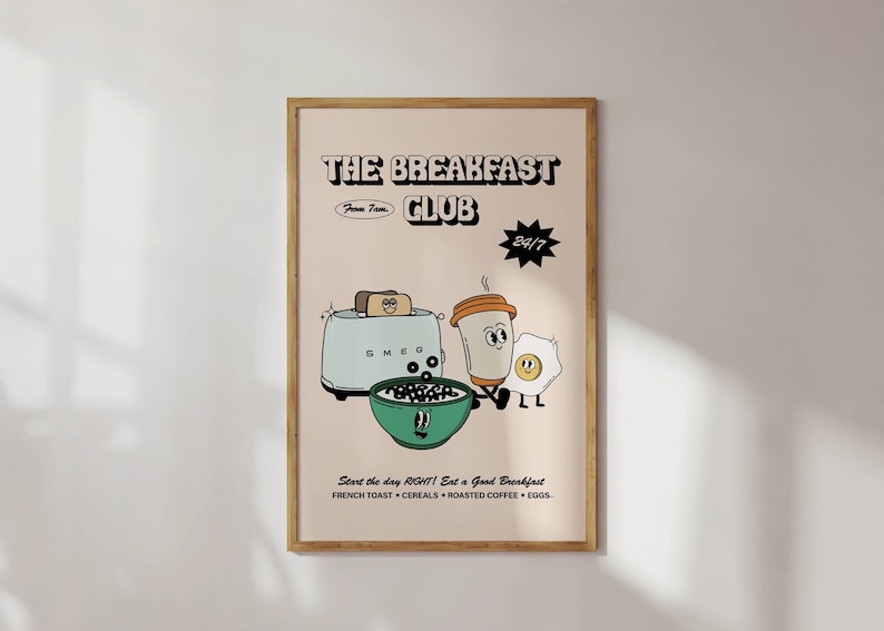 The Breakfast Club Retro Characters Wall Print Fun Kitchen - Etsy