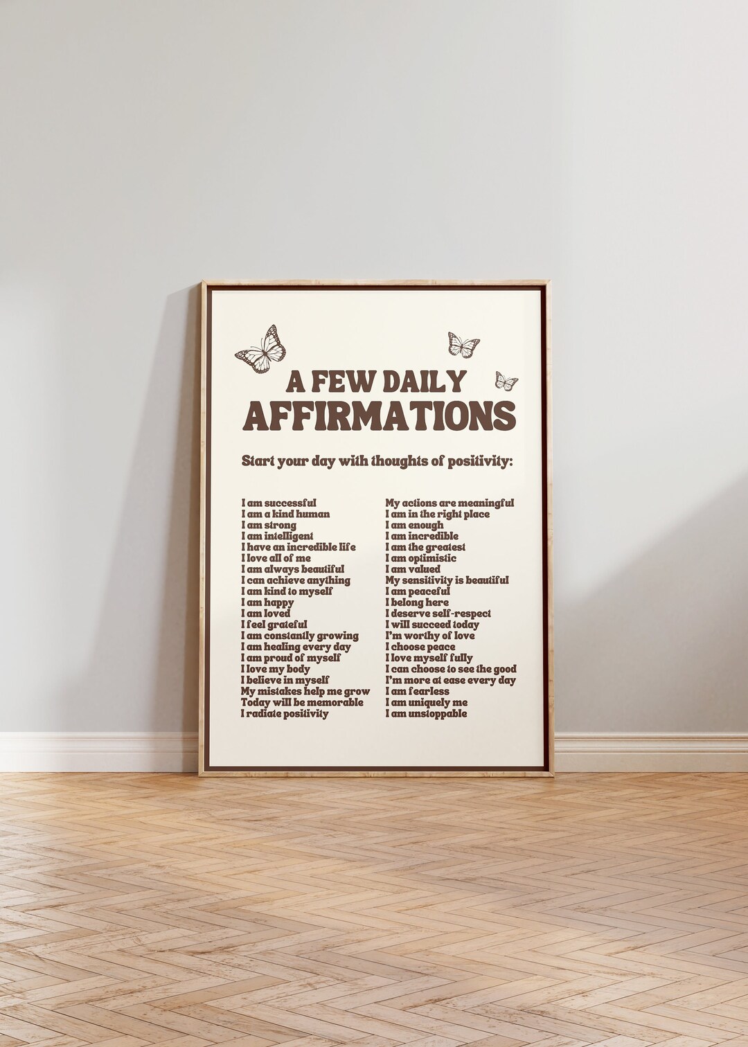 Daily Affirmations Wall Print, Positive Poster, Retro Wall Decor ...
