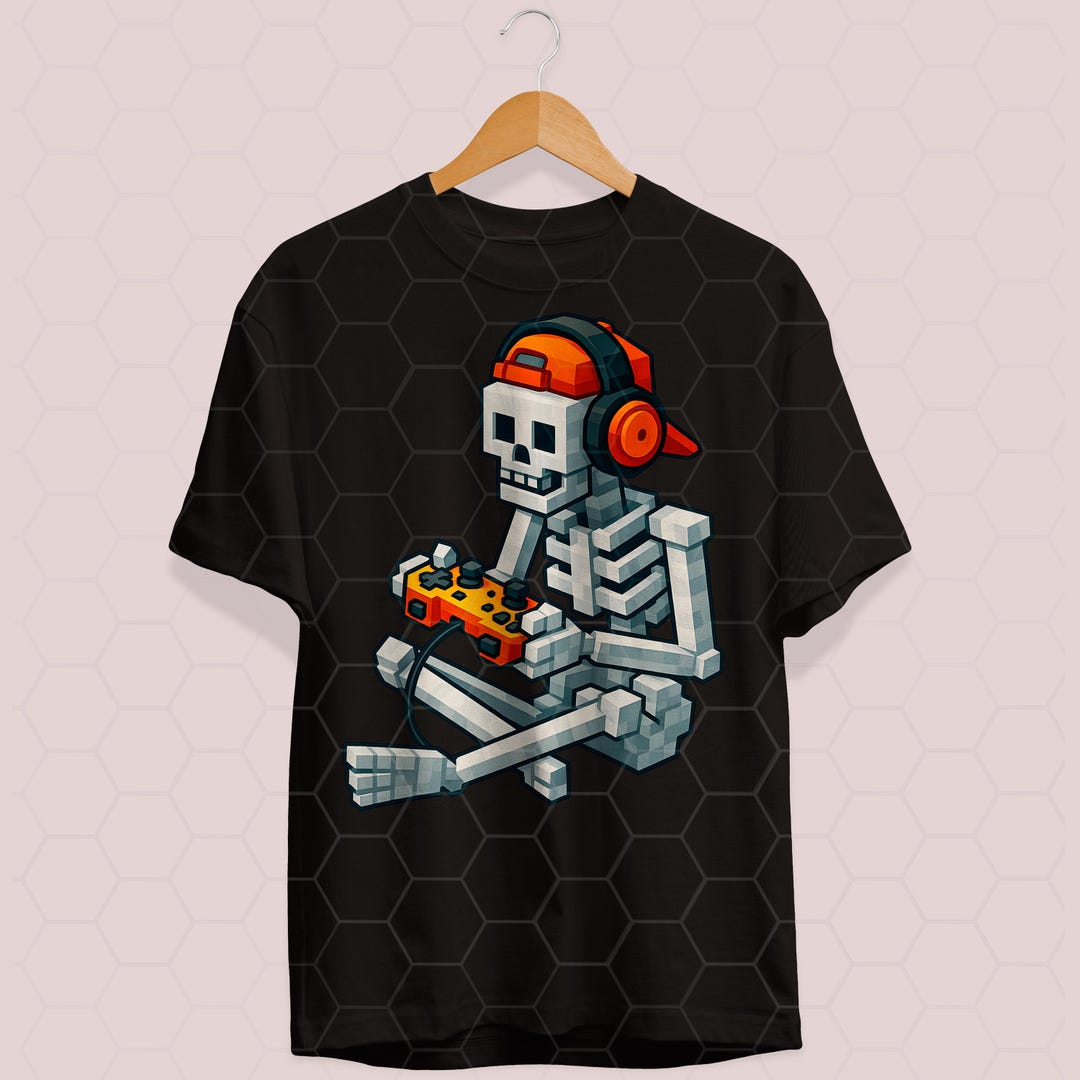 Halloween Skeleton Pixel Gamer PNG, Funny Gaming Gift (digital Download ...