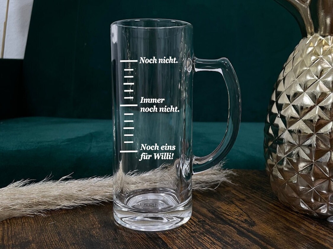 Bierglas mit Trink-Barometer, Bierglas mit Gravur, Männergeschenk ...