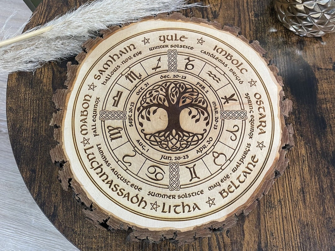 Wheel of the Year, Tree Disc, Engraved Tree Disc, Tree Disc With Wheel ...