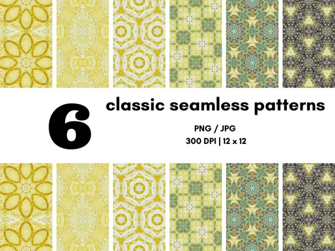 Classic Seamless Digital Patterns - PNG & JPG - Commercial Use, Instant ...