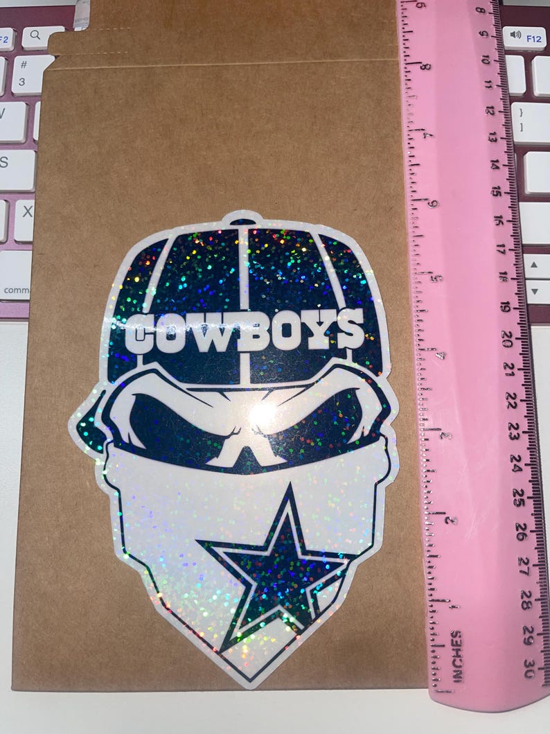 Dallas Cowboys Skull Sticker, Holographic Waterproof Vinyl Decal - Etsy